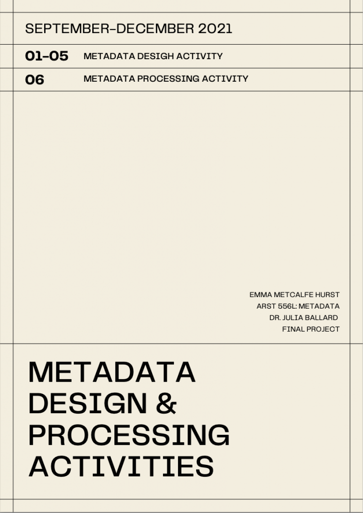 Metadata Design & Processing Activities | Emma Metcalfe Hurst Metadata Design & Processing Activities | Emma Metcalfe Hurst